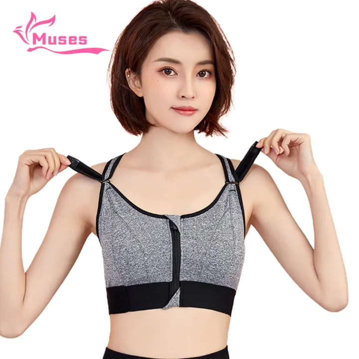 Muses Mall Women Sports Bra Adjustable Professional Anti-Vibration Bra Padded Sports Bra ...