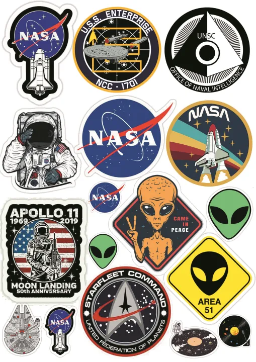 Pack of 17 Sticker - Nasa Sticker - Space Sticker - Sticker for Laptop ...