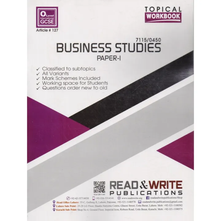 Business Studies 7115/0450 Paper 1 Article 127 for O Level Topical Work ...