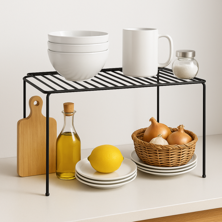 Pack of 2 Kitchen Metal Rack & Cabinet Shelf Organizer – Smart Space ...