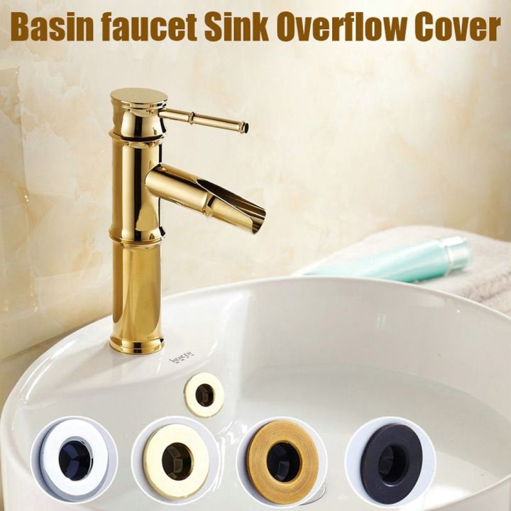 Plastic Basin Faucet Round Sink Overflow Cover Bathroom Insert Chrome ...
