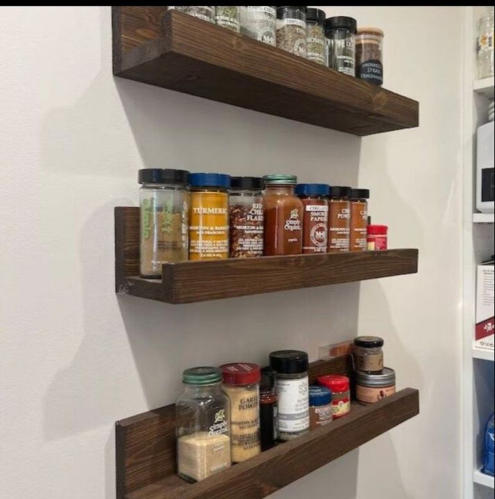 Wall Spice Rack · wooden shelf · kitchen organization idea · essential ...