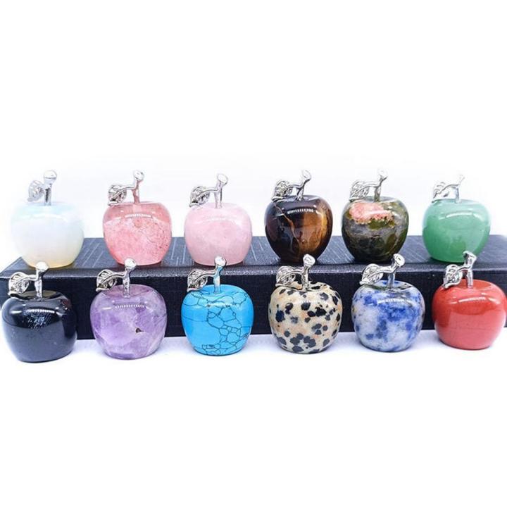 Stone Carving Natural Jade Apple Statue Gem Healing Home Decor Natural ...