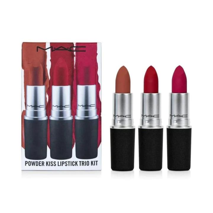 Mac Powder Kiss Lipstick Kit - 314 Multi It Over+922 Werk Werk+306 ...