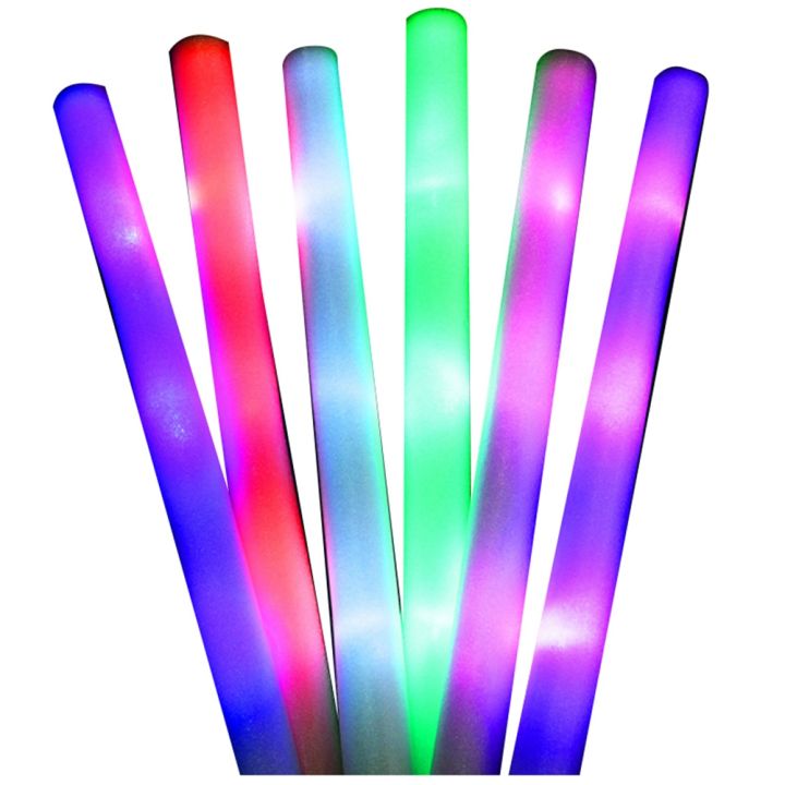 12Pcs White Bulk Colorful LED Glow Sticks RGB LED Glow Foam Stick Cheer ...