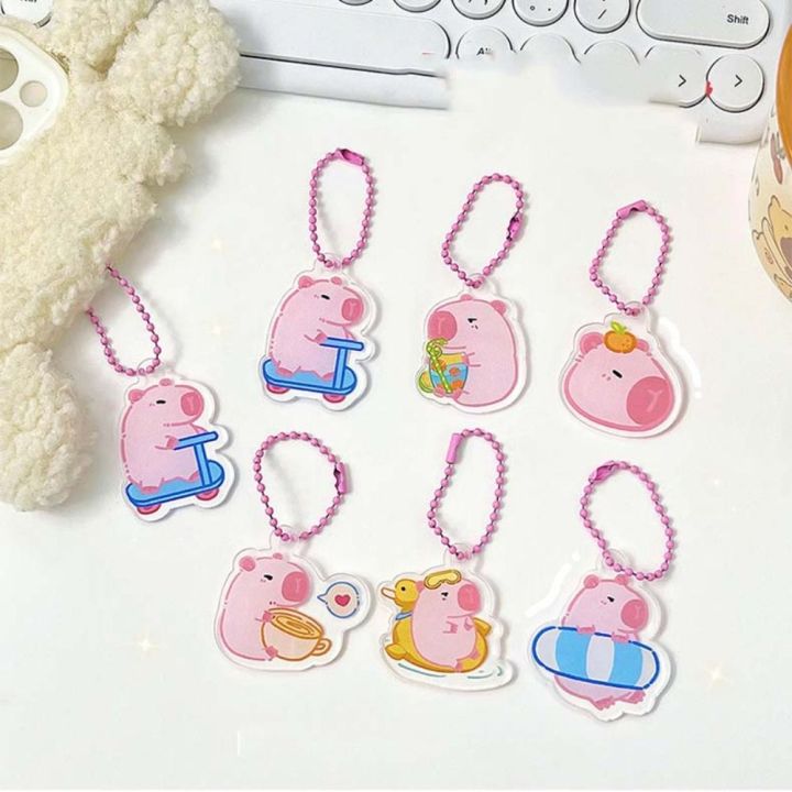 Jewlery Charm Capybara Pink Capybara Acrylic Keychain Acrylic Creative ...