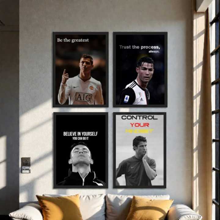 Pack of 4 Cristiano Ronaldo CR7 Wall Art Frames - Football Room ...