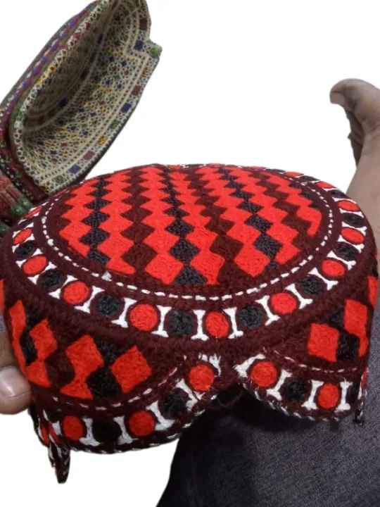 SINDHI CAP WITH BLACK RED COMBINATION COLOUR BEAUTIFUL CAP | Daraz.pk