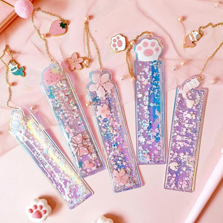 Crystal quicksand ruler creative cartoon ruler cute drawing ruler ...