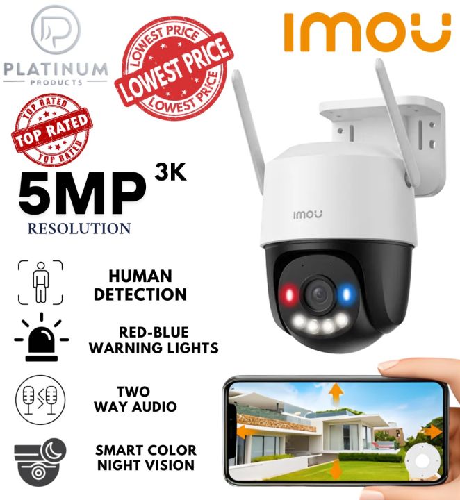 IMOU Cruiser SC 5MP 3K WiFi Outdoor Security Camera! Red Blue Warning ...