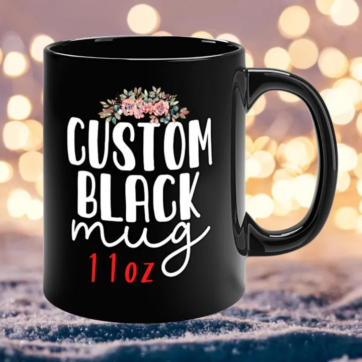 Customized Black Mug, Name On Black Mug, Full Black Mug Custom Design ...