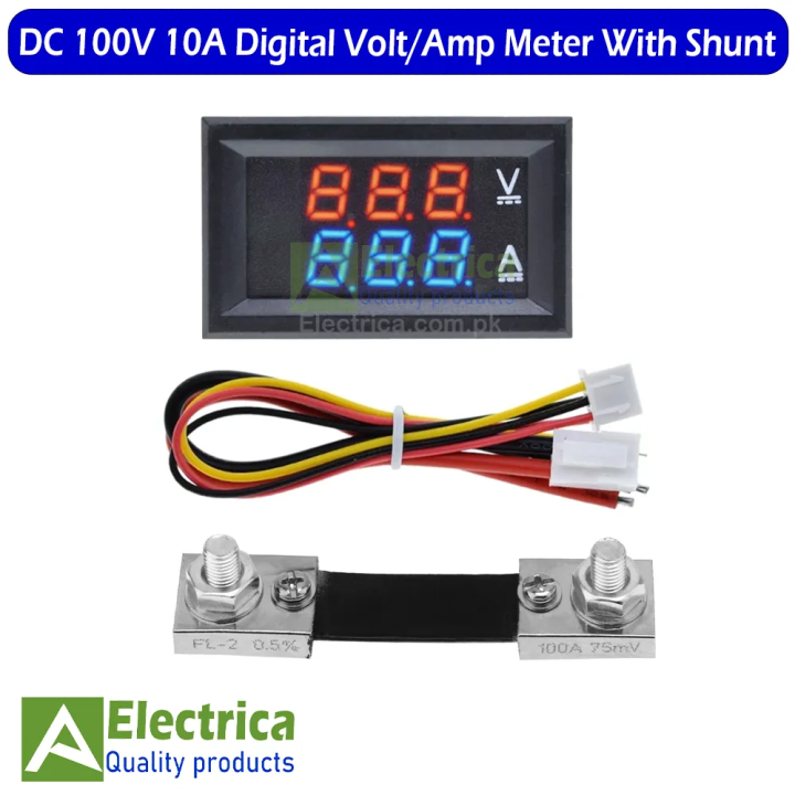 DC 100V 100A Digital Voltmeter Ammeter 3 Digit Red Blue LED Display 5 ...