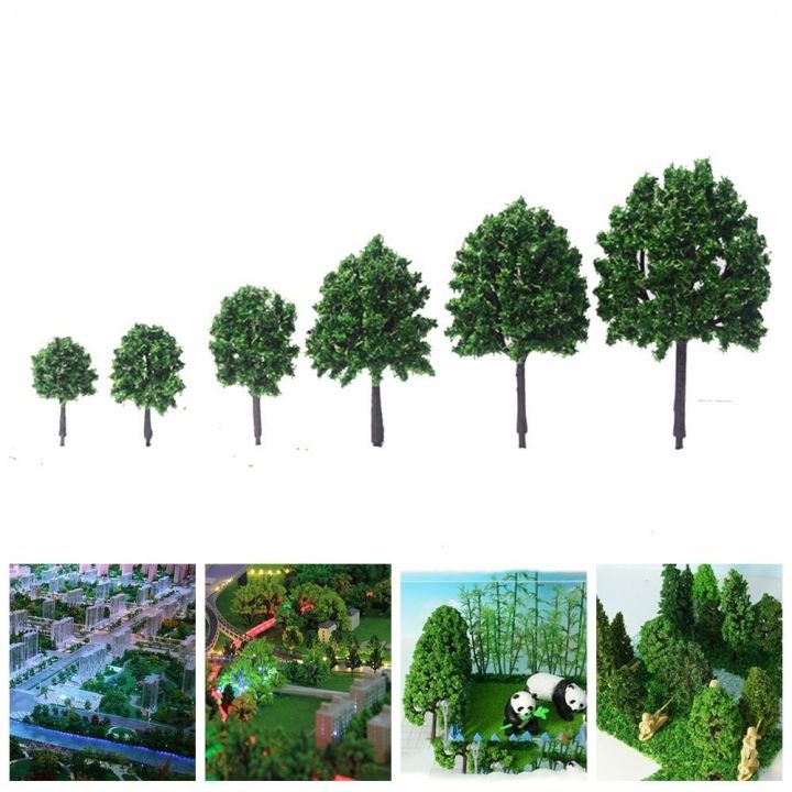 4pcs Portable Plastic Scale Model Trees Green Park Scenery Miniature ...