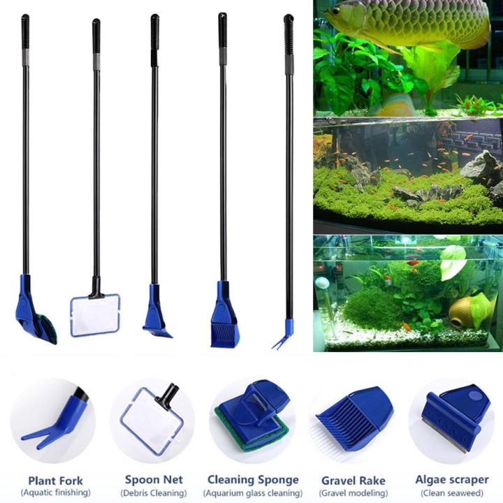 5 In 1 Aquarium Cleaning Tools Aquarium Tank Clean Set Fish Net Gravel ...