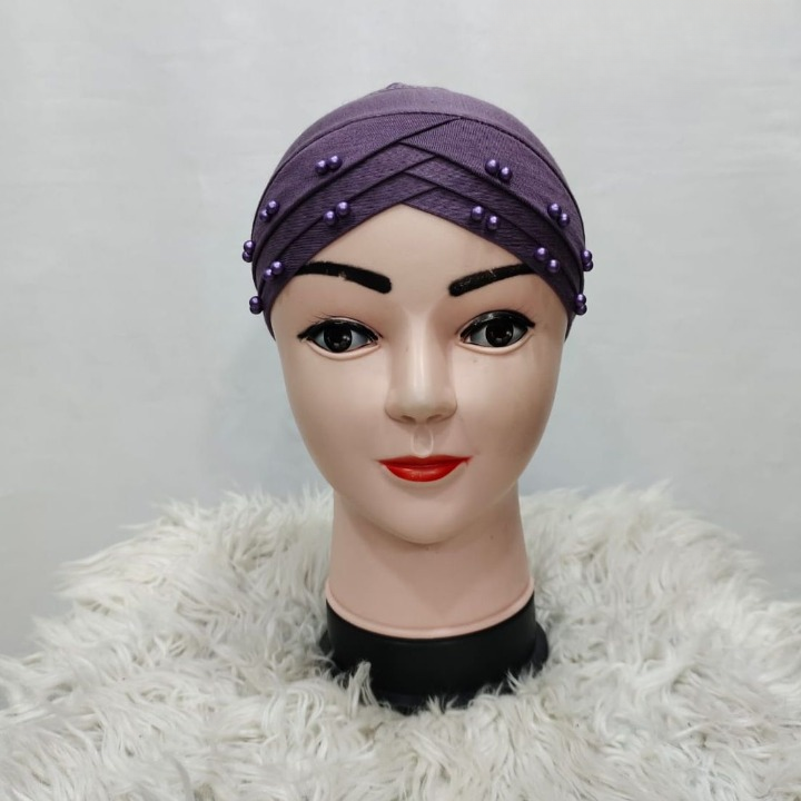 6 Step Layer Cap With Pearls In White, Black, Maroon, Grey, And Skin ...