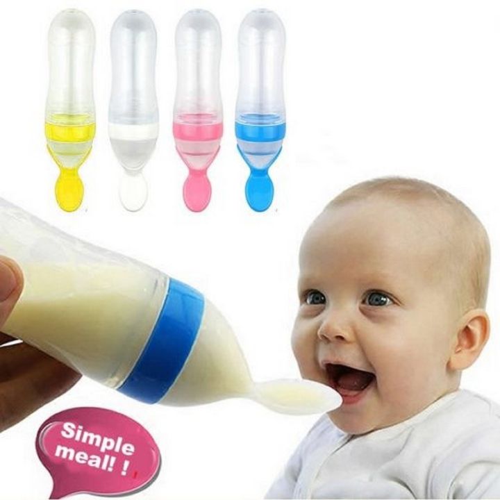 Silicone Baby Spoon Feeder Milk Bottle Silicone Squeeze Safe Pacifier ...