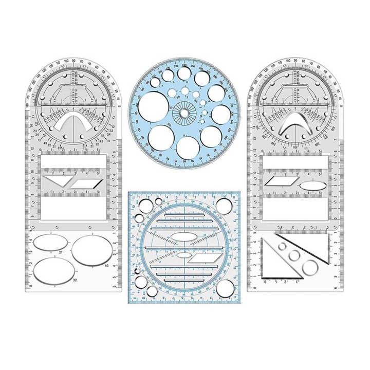 4Pcs Multifunctional Geometric Ruler Measuring Drawing Ruler Plastic ...
