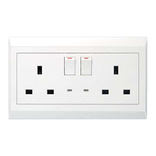 Clopal Pure White Series Double 13A Flat BS Socket Superior Quality ...