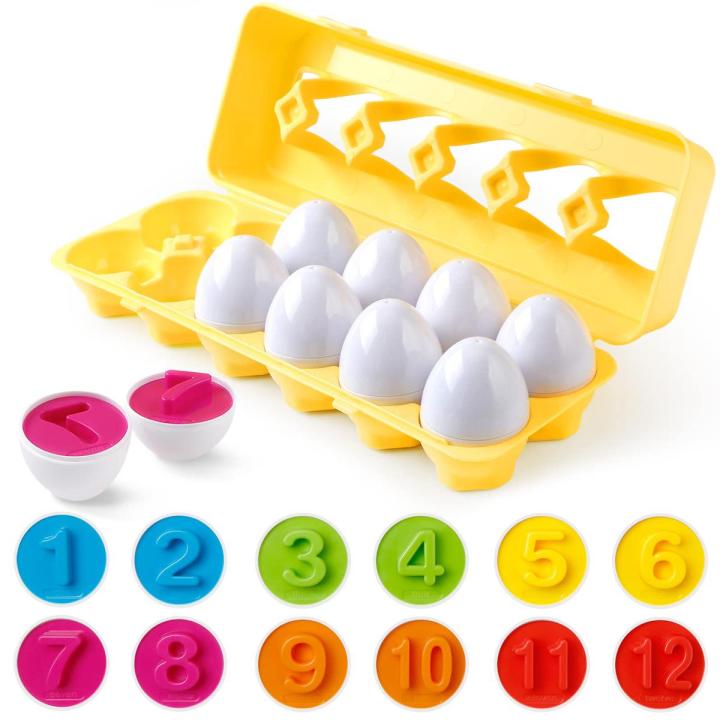 12 Pieces Matching Eggs Numbers Toddler Toys - Educational Color ...