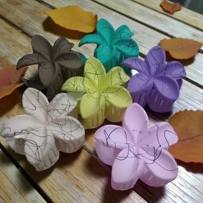 Pack of 2 Matte & Bright Colours Flower Hair Clips and Catchers For ...