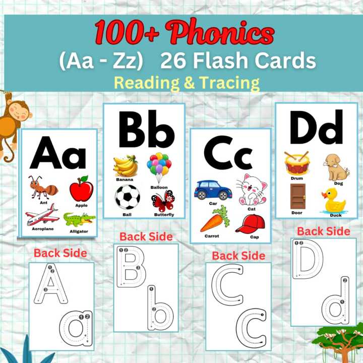 100+ Phonics Reusable Alphabet Flashcards with Tracing & Wipe-Clean ...