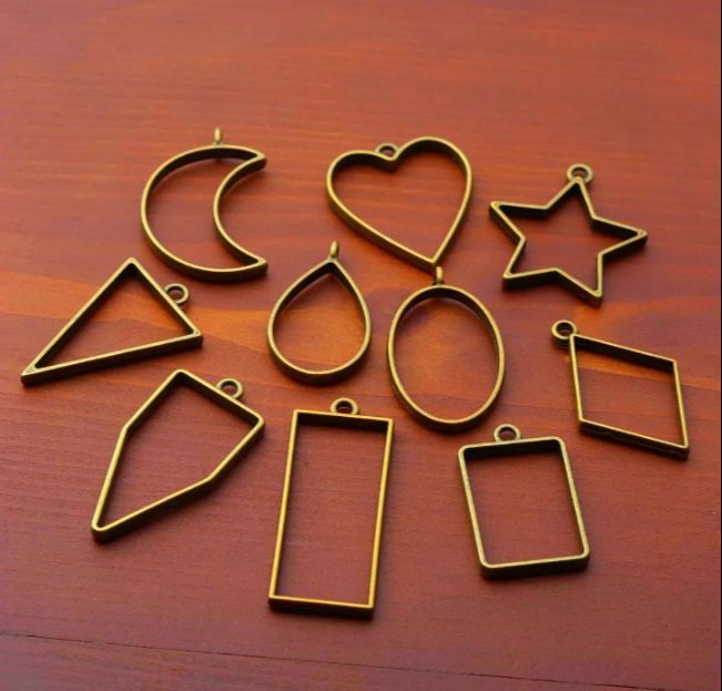 1 Resin jewelry making base Geometric bezel molds, hollow metal frame ...