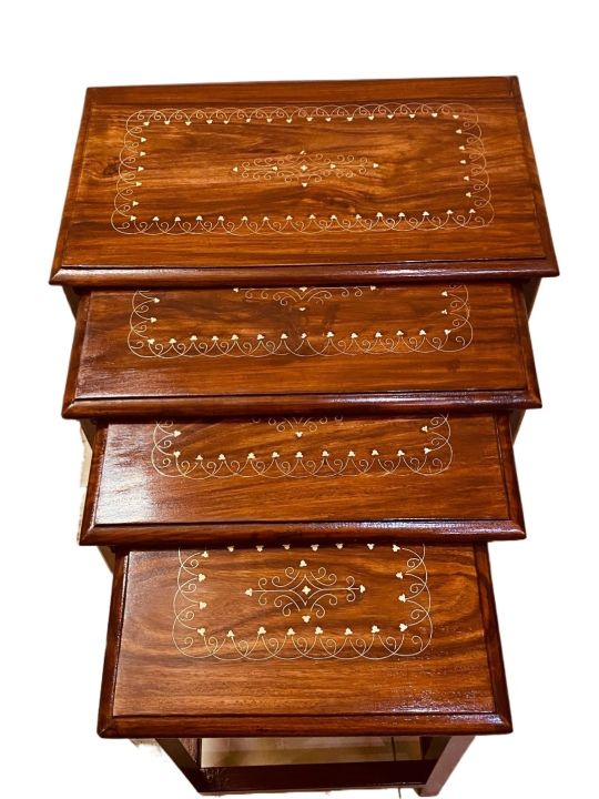 Wooden Table set Chinyoti Solid Sheesham Wood Nesting Tables (Set of 4 ...