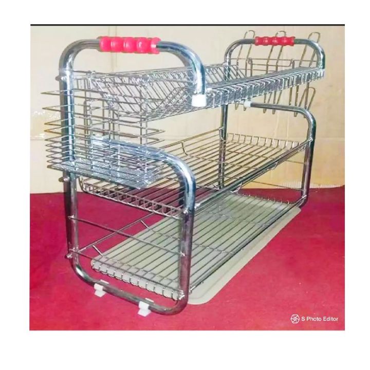 Crockery Stand G Shape 3 Layers/ Stainless Steel New shape Kitchen ...