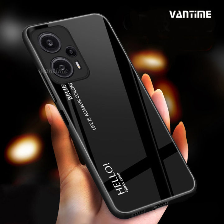 Vantime for Xiaomi Poco F5 / Redmi Note 12 Turbo 5G Case Gradient Phone Back Hard Glass Cover ...