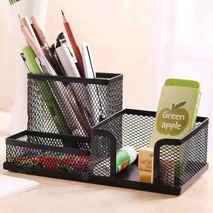 Deli Multi-function Office Pen Holder Combination Metal Wire Mesh Pen ...