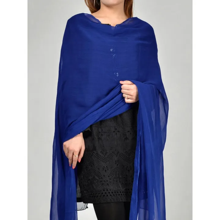 Royal Blue Chiffon Dupatta For Girls/Ladies-Chiffon UnStitched Dupatta ...
