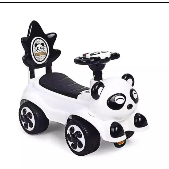 Kids 2-in-1 Cute Panda Push and Pull Car for Kids with Sound, Light, Handle, Horn, and Music ...