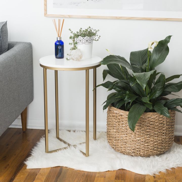 Modern Round Living Room Accent Side Table X Base Metal Frame Coffee ...