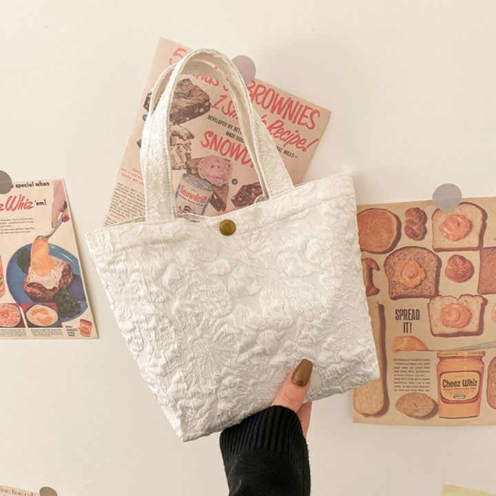 Canvas Bag 3D Floral Texture Handbag Temperament Nylon Lace Jacquard ...