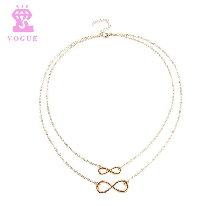 Vogue Stunning Piece Necklace Stylish Double Layer Lucky Number 8 ...
