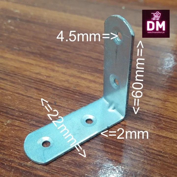 DreamsMart Pack of 3pcs Strong L-Shape metal corner bracket angel brace L shape Bracket shelf ...