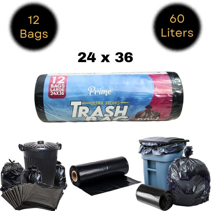 Garbage Bags For Dustbin 24*36 Pack of 12, Premium Garbage Bags for ...