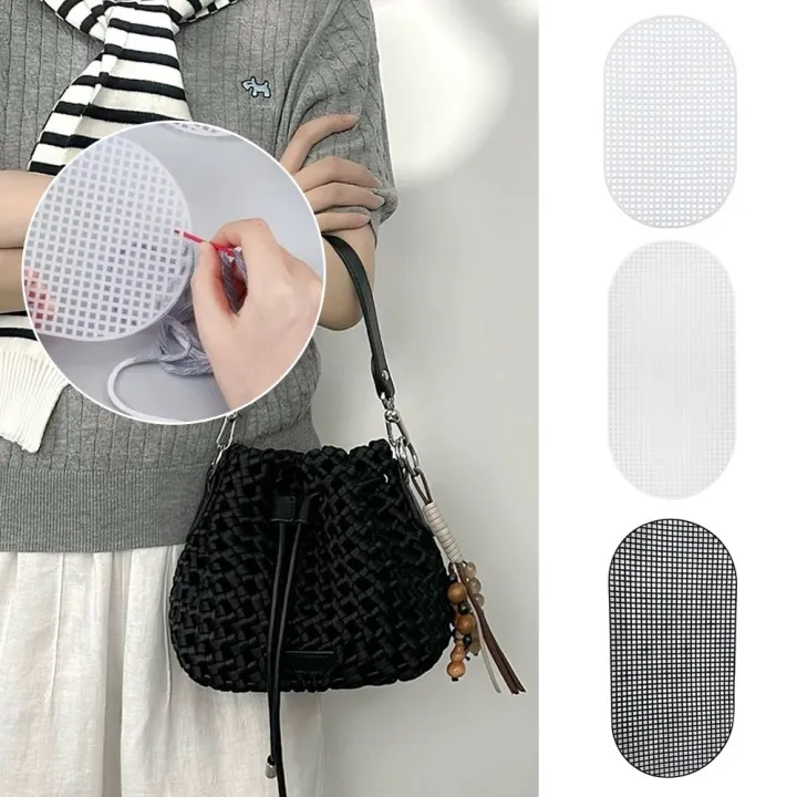 Portable Plastic Weaving Plastic Mesh Cloth Handmade Oval Bag Fixed ...