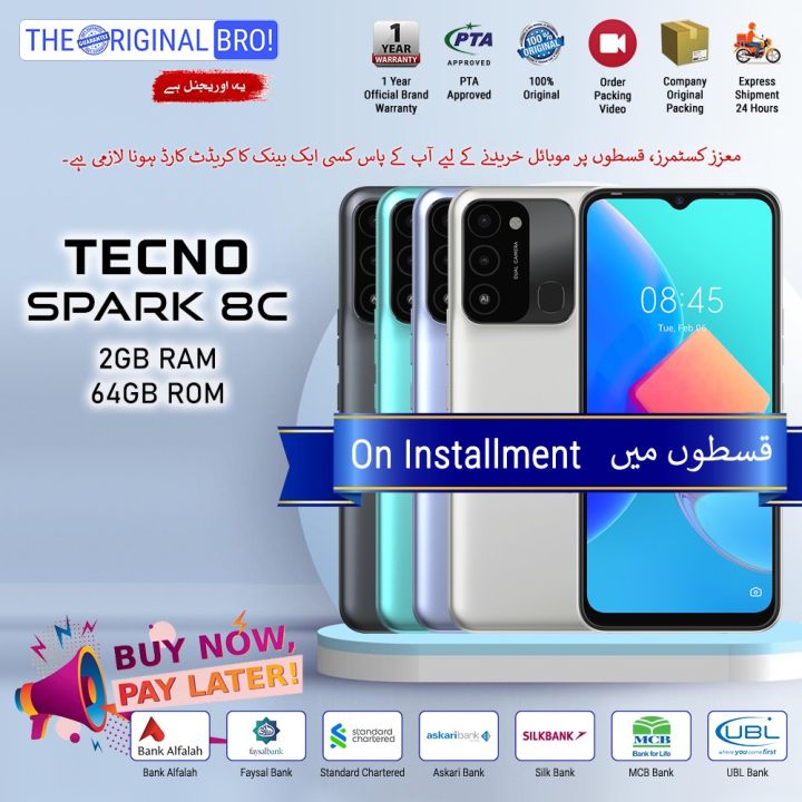 Tecno Spark 8C - 2GB RAM - 64GB ROM - PTA Approved - Buy Now Pay Later ...
