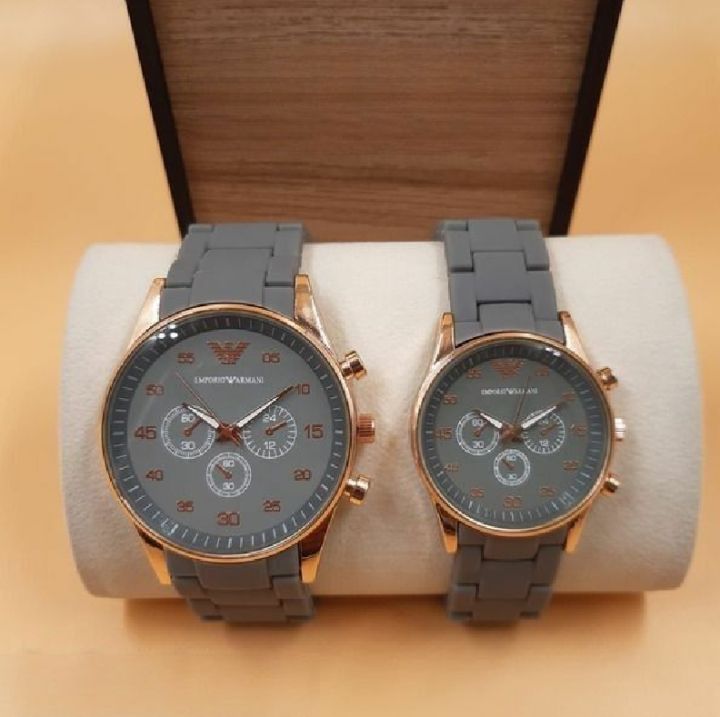 Pack of 2 Couple Pair Rubber Chain Watch | Couple Watches | Daraz.pk