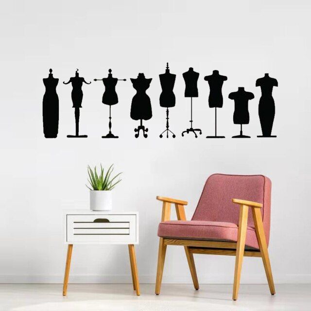 Body Form Decal Mannequin Display Sewing Thread Set Seamstress Decor ...