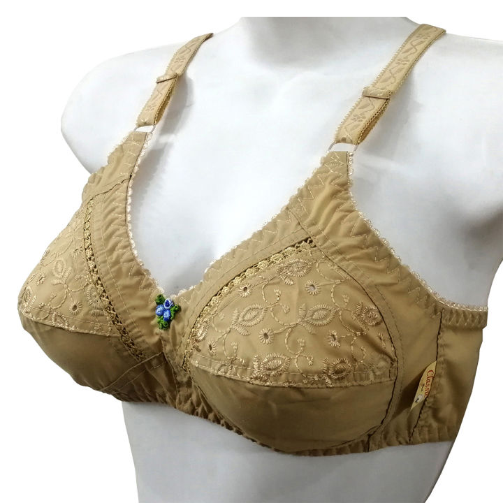 Classic Non-Padded Cotton Bras for Women with Chikan Embroidery ...