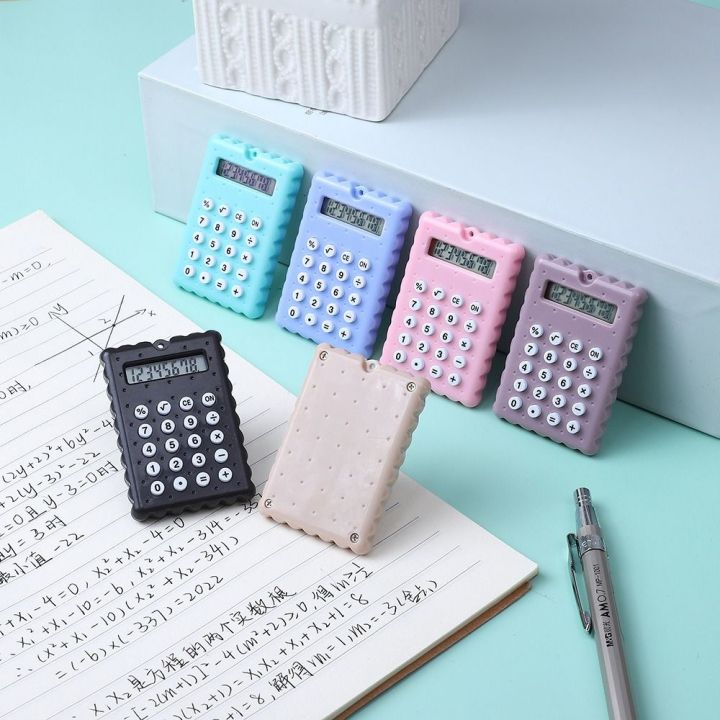 Portable 8-Digit Display Mini Calculator Biscuit Shape Mini Scientific ...