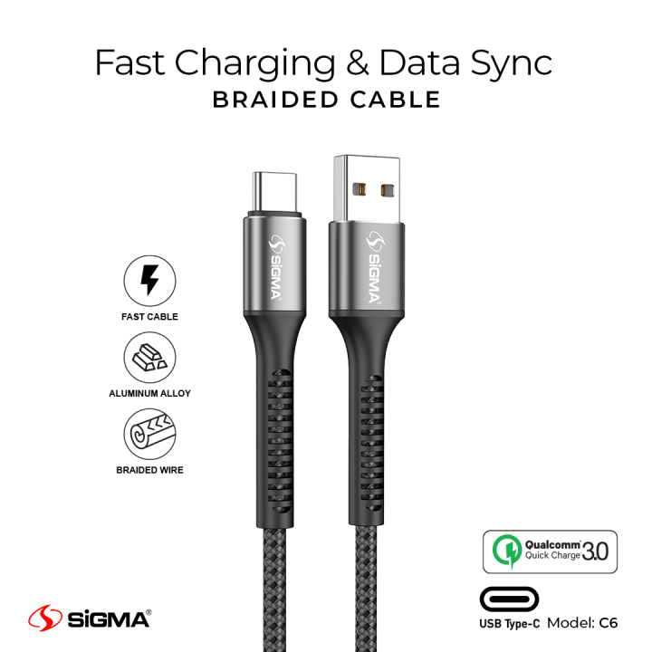 Original Sigma Premium Braided C6 Type-C Charging Cable - Durable Fast ...
