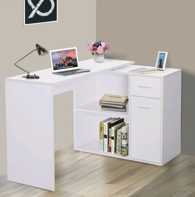 Space Saving Modern Computer Desk with Storage Shelves ,Cabinet and ...