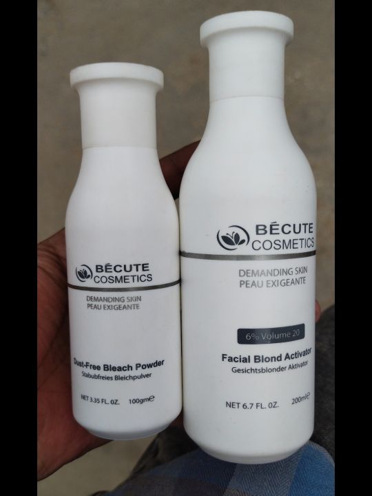 Bleach powder 100gm and facial blonder activator 200ml 6% 20 volume ...