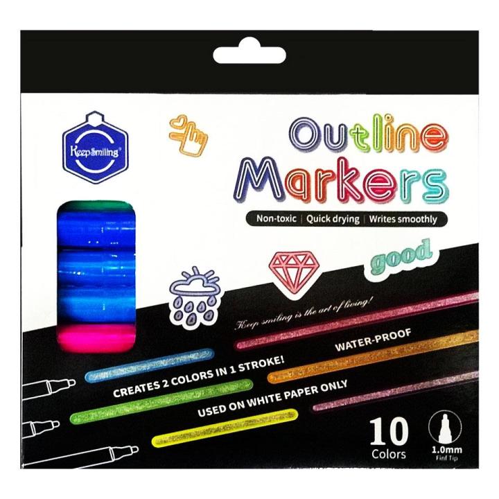 Keep Smiling Outline Markers (10 Colors Markers) | Daraz.pk