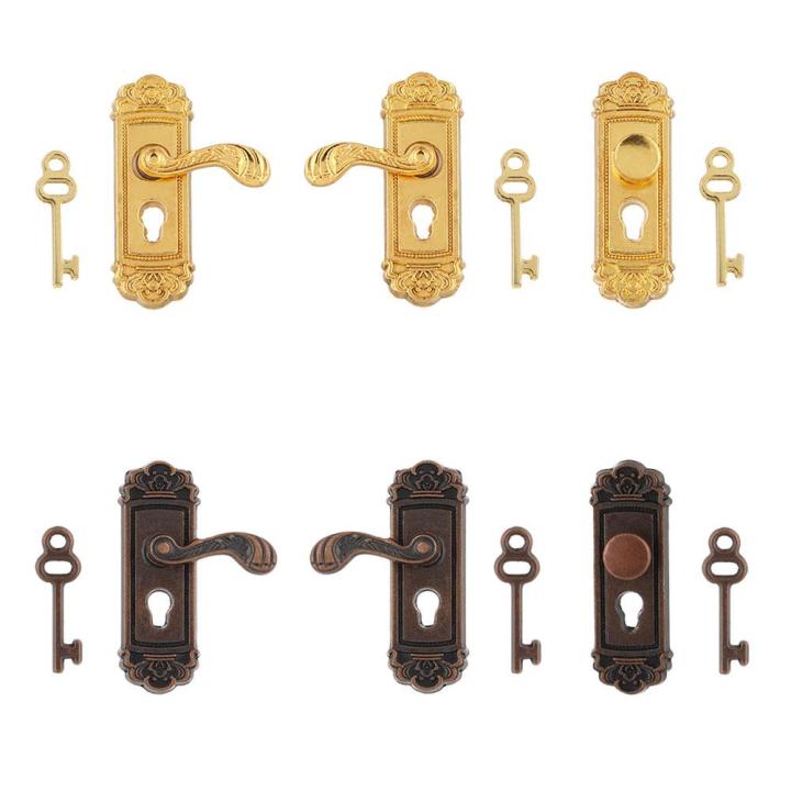 DIY Accessories Keyhole Plate Metal Toy Miniature Door Handles Brass ...