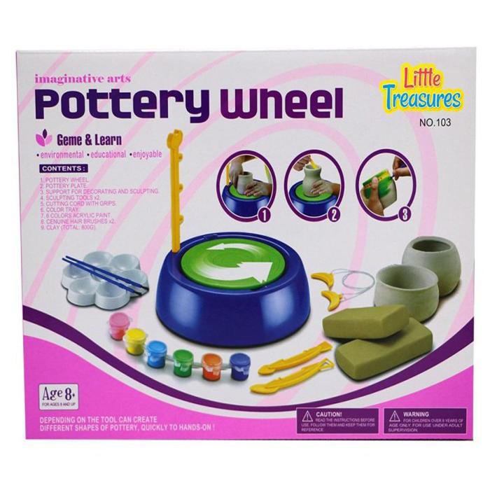 Kids Bginners Pottery Wheel Kit with Paints and Tools DIY Toy Best Gift ...