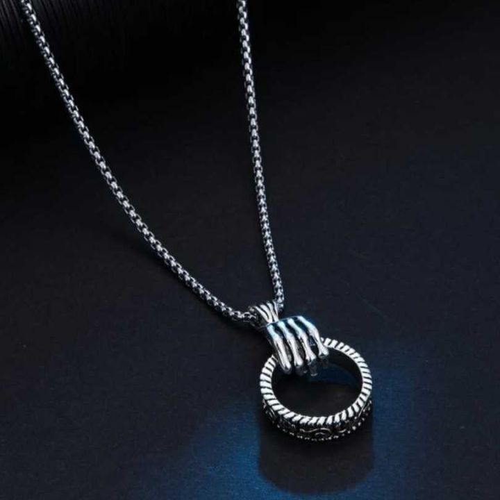 New Silver Necklace Chain With Ring Locket-Unique Style-For Boys And ...